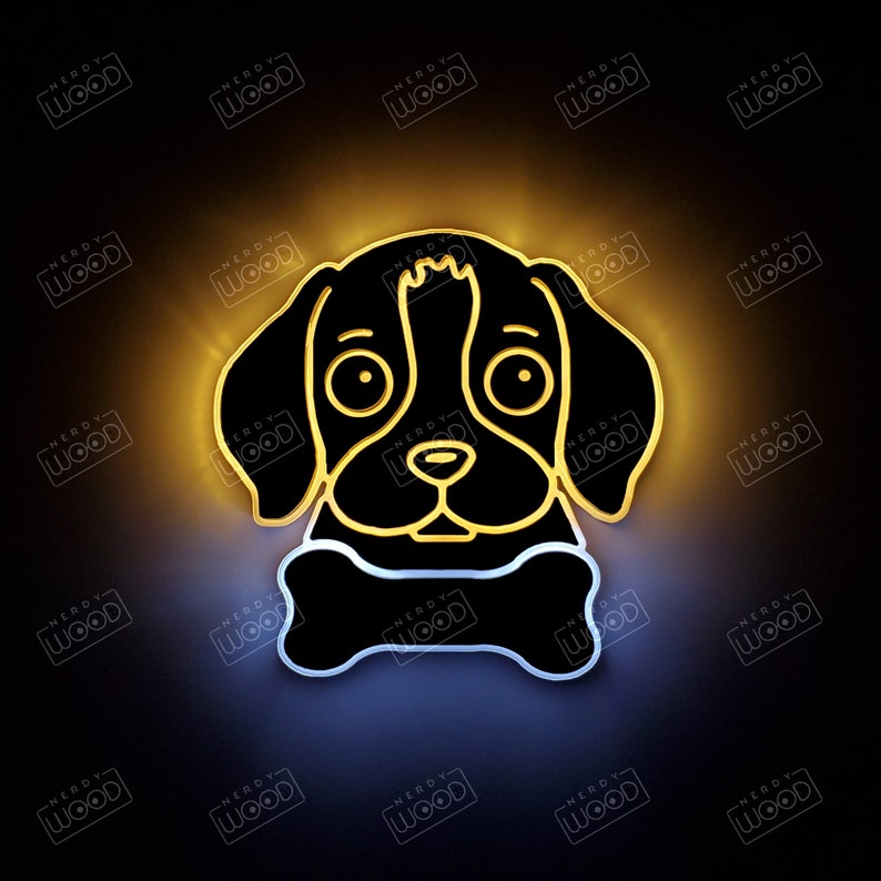 Beagle Light up Wall Sign Neon Like Beagle Night Light - Etsy