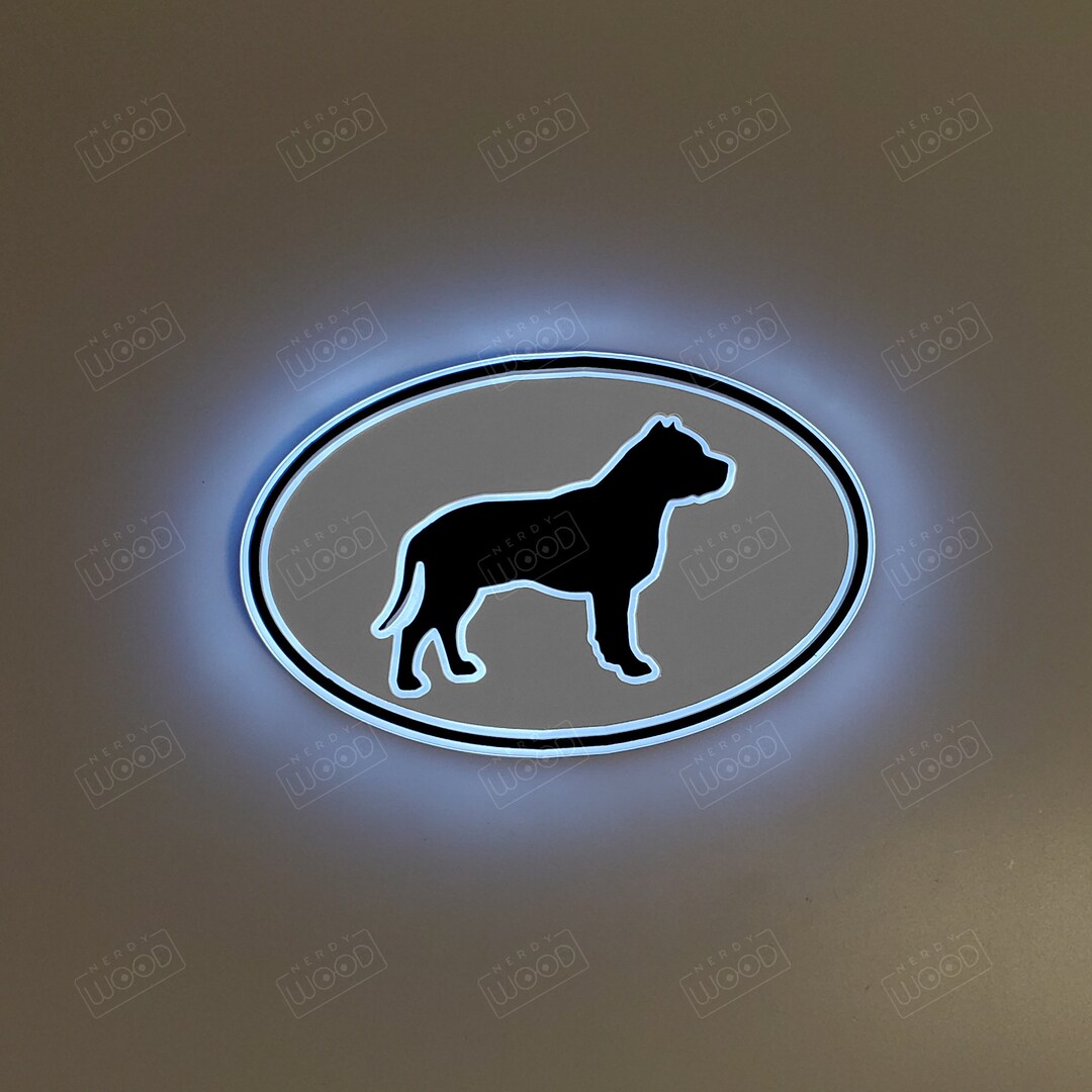 Pitbull Silhouette LED Sign: Edge Lit Dog Night Light - Etsy