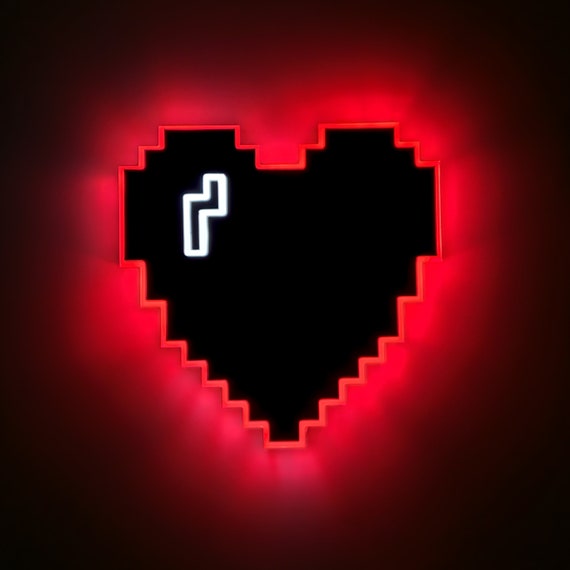 LED Edge lit Neon like Wall decor Legend of Zelda 16-bit Heart Sign ...