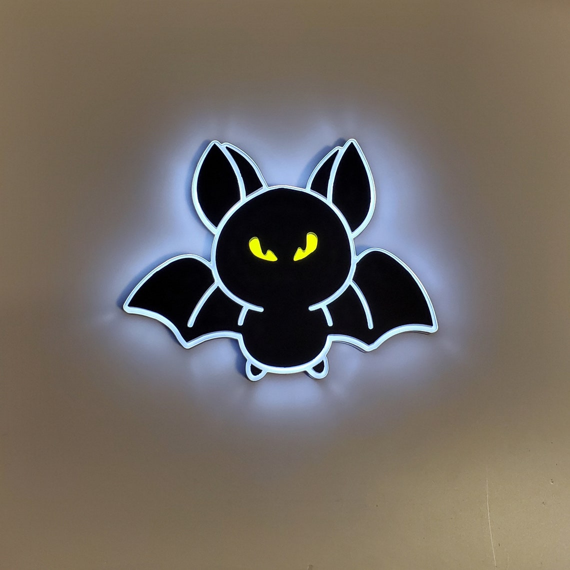 Halloween Black Bat Sign Neon Like Bat Night Light Edge - Etsy