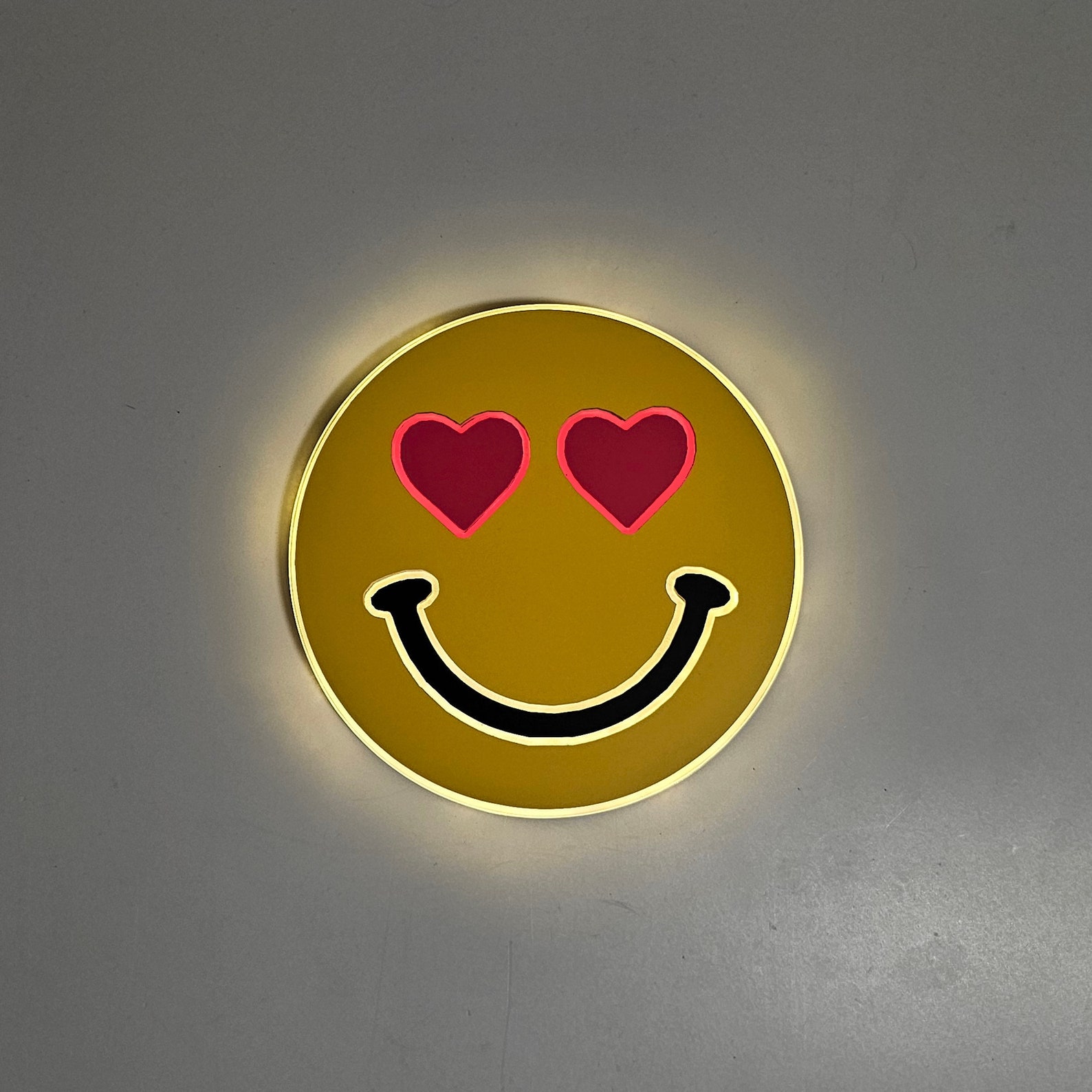 Smile With Heart Eyes Sign, Neon Like, Light Art, Wall Decor, Smile ...