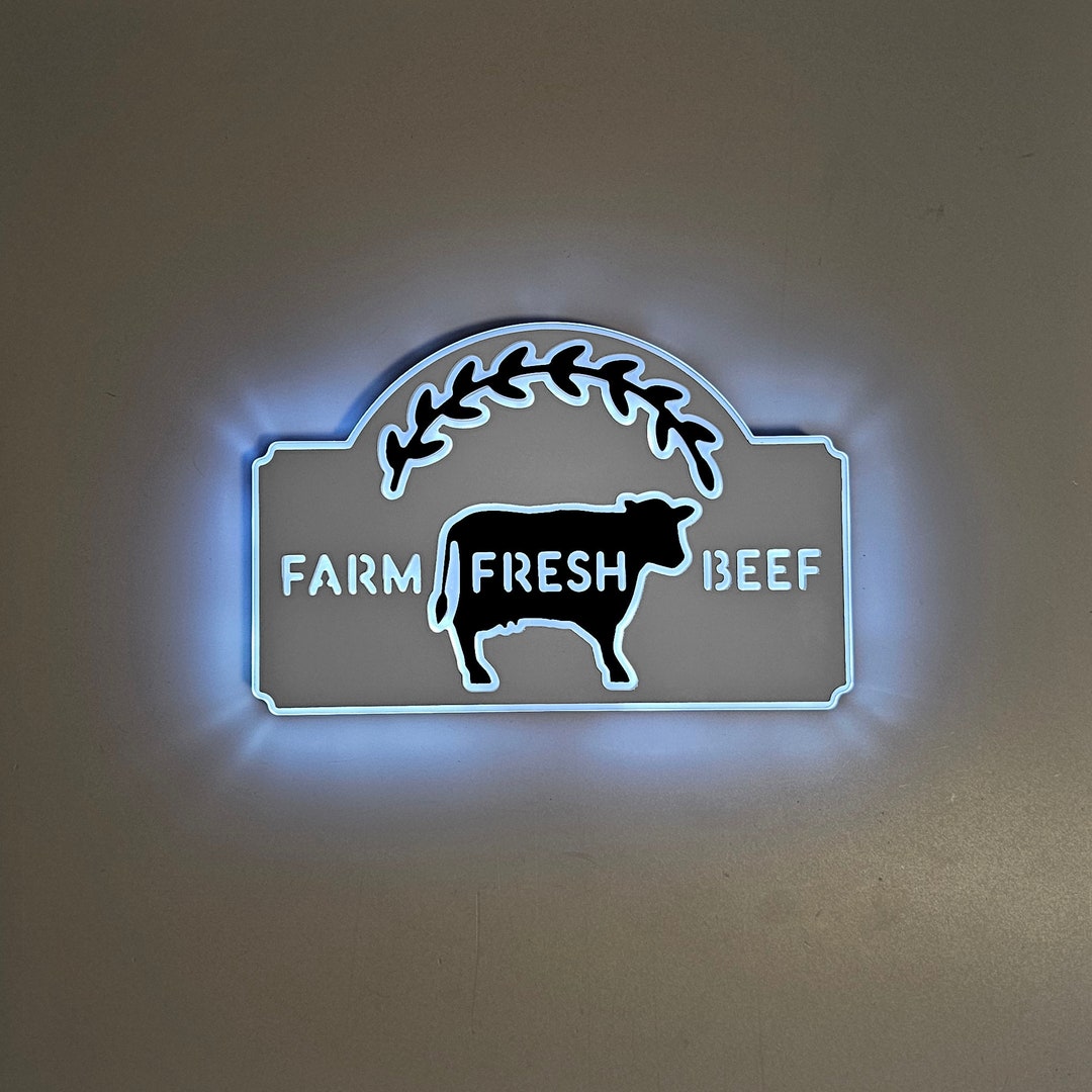 Farm Fresh Beef Light Sign, Cow Neon Like, Cow Night Light, Edge Lit ...