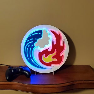 Yin Yang Fire and Air Edge Lit LED Sign , Neon Like , LED , Zen , Light ...