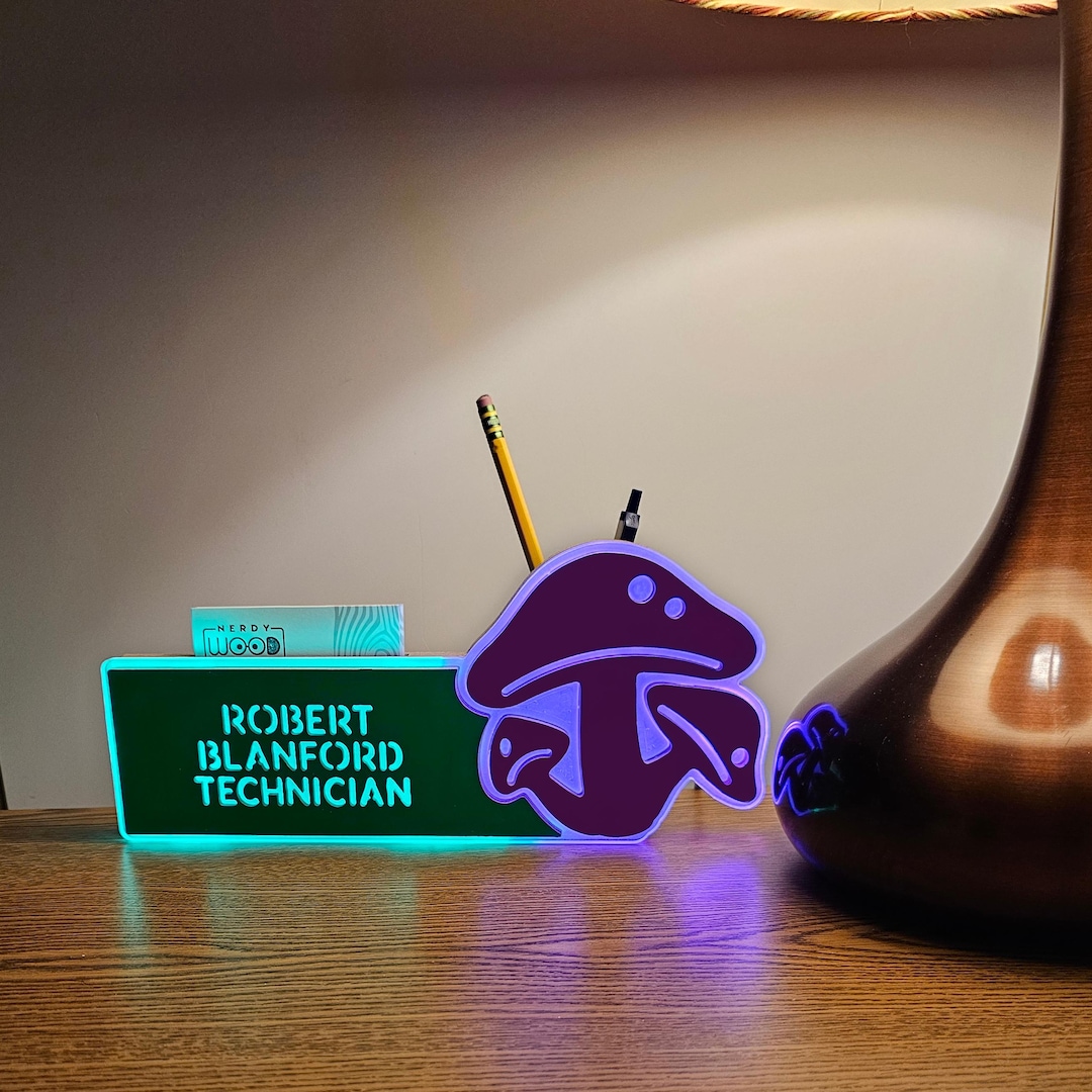 Mushroom Light up Desk Sign and Organizer , Neon Like , LED , Light ...