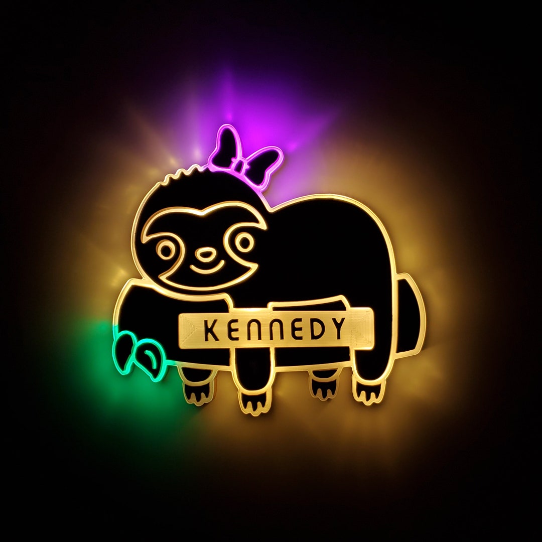 Sloth Name Sign Personalized Edge Lit LED, Neon Like , LED , Light-up ...