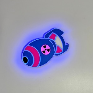 Nuclear Bomb Edge Lit LED Sign , Neon Like , Arcade Light Sign, Nuke ...