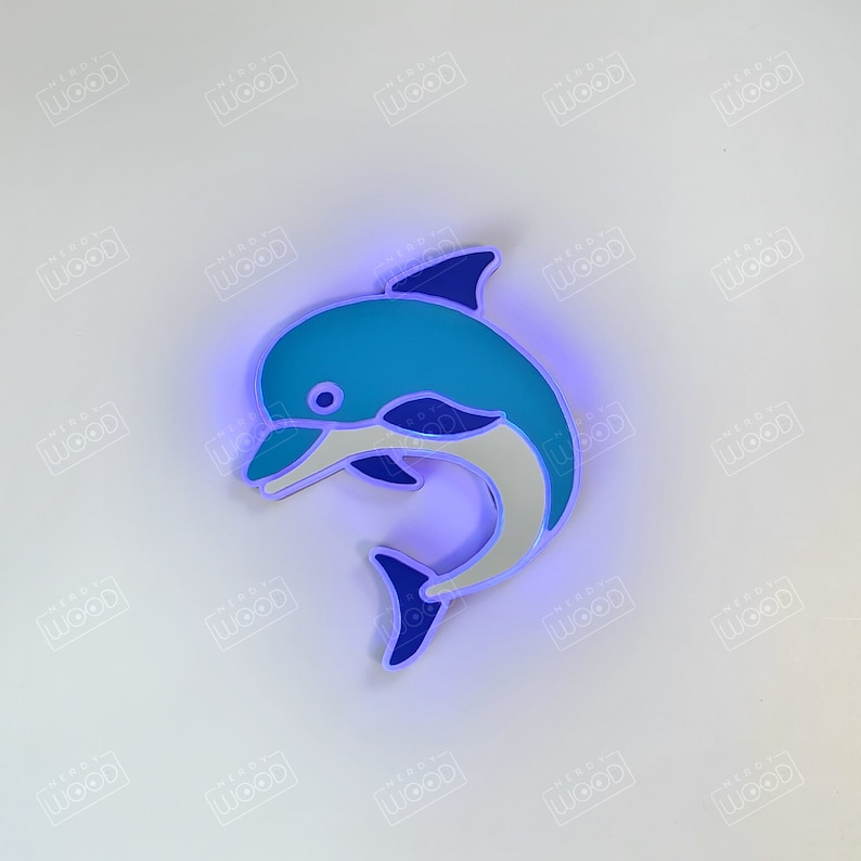 Dolphin LED Sign: Neon-like Night Light, Nerdywood Decor - Etsy