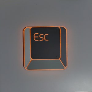 Escape Key Sign, Neon Like, ESC Key Light Art, Wall Decor, Keyboard ...