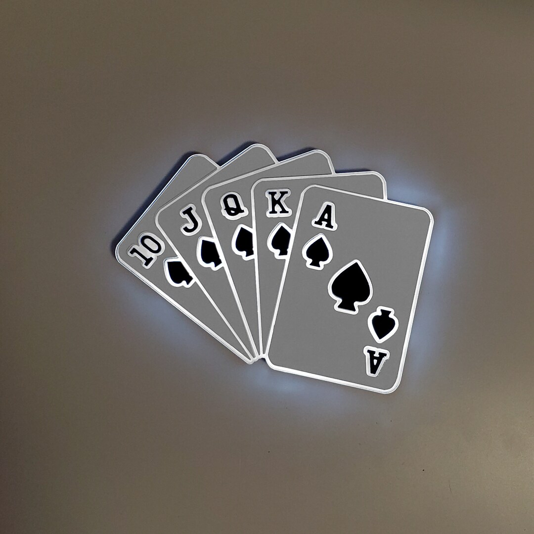 Royal Flush Light Sign , Neon Like , Playing Cards Lamp, Flush Cards ...