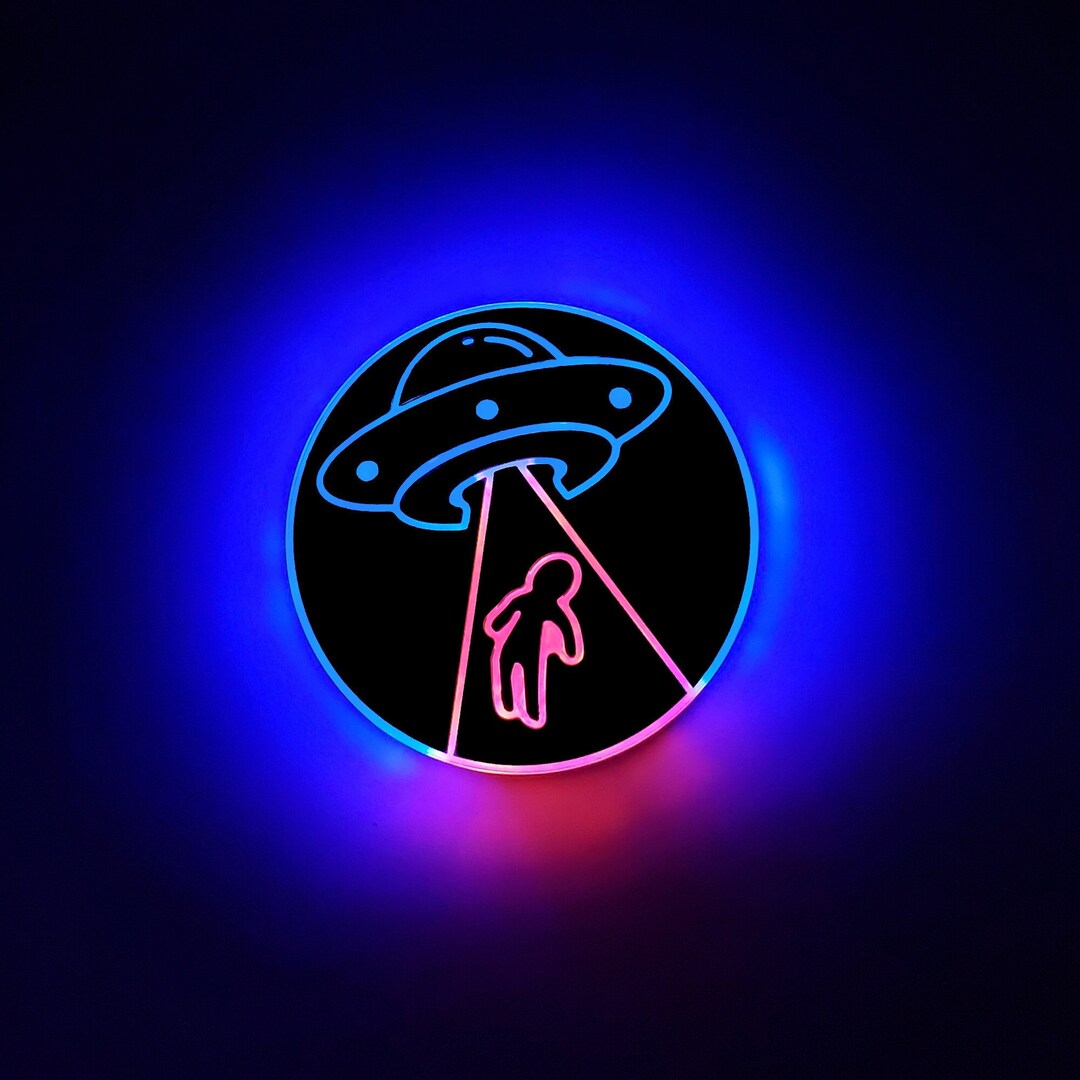 UFO Abduction Sign Neon Like UFO Night Light Edge Lit LED - Etsy