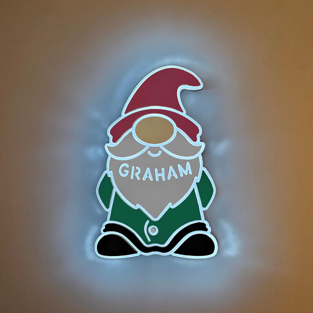 Gnome Personalized Sign, Neon Like, Light Art, Wall Decor, Gnome Light ...