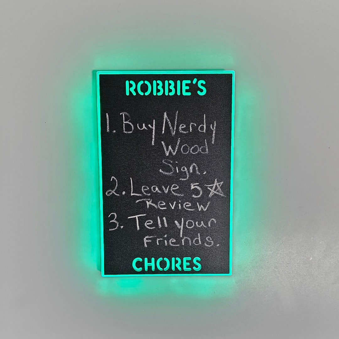 Chalkboard Chores Sign, Personalized, Neon Like, Light Art, Wall Decor ...