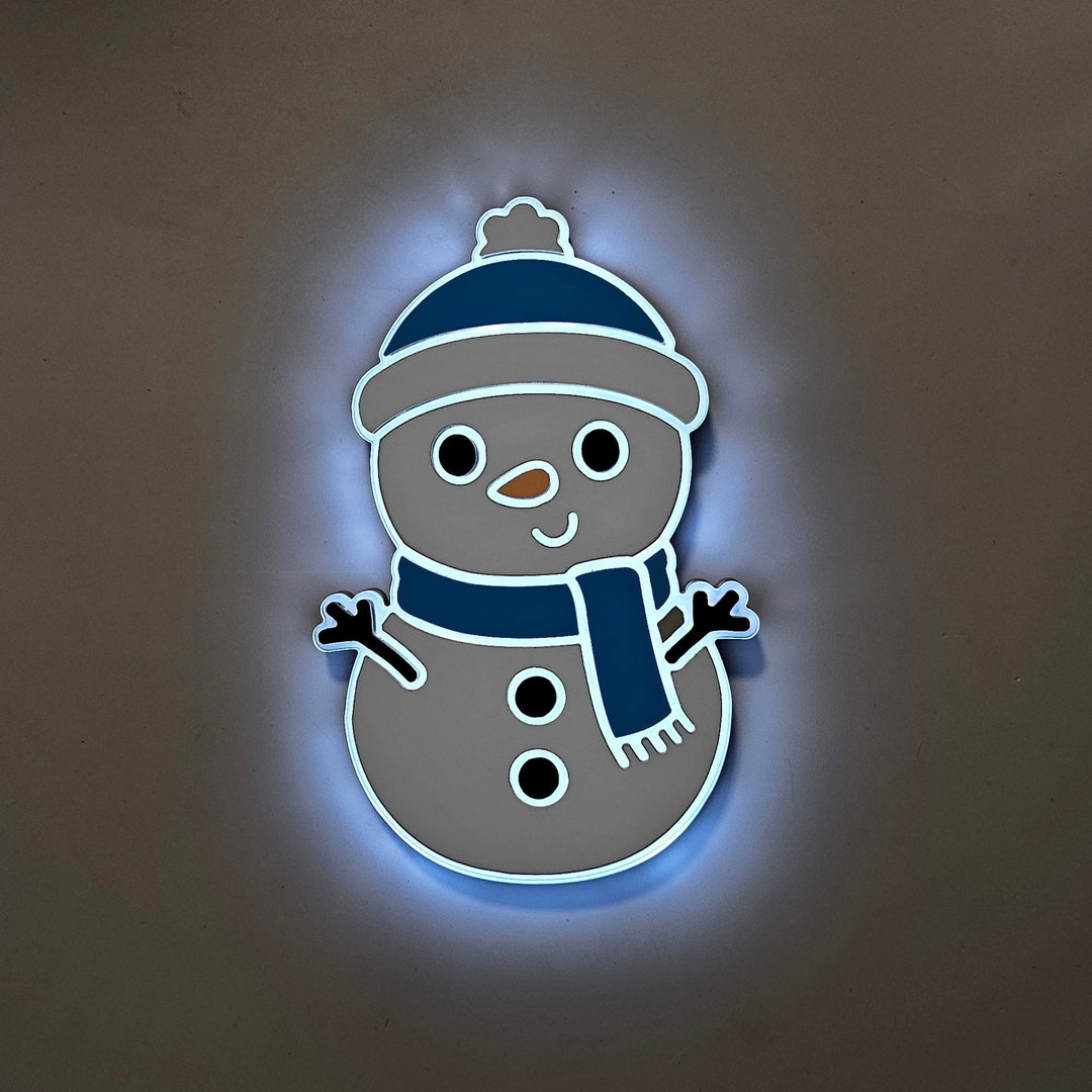 Christmas Snowman Sign , Neon Like, Snowman Light, Nerdywood, Edge Lit ...