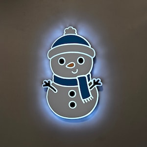 Christmas Snowman Sign , Neon Like, Snowman Light, Nerdywood, Edge Lit ...