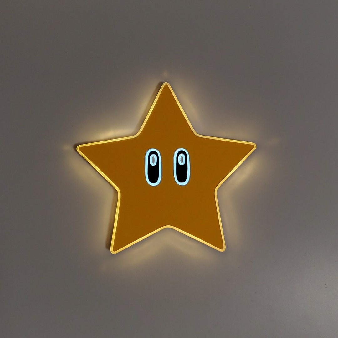Star Sign, Neon Like, Super Mario Sign, Mario Light, Wall Decor, Night ...