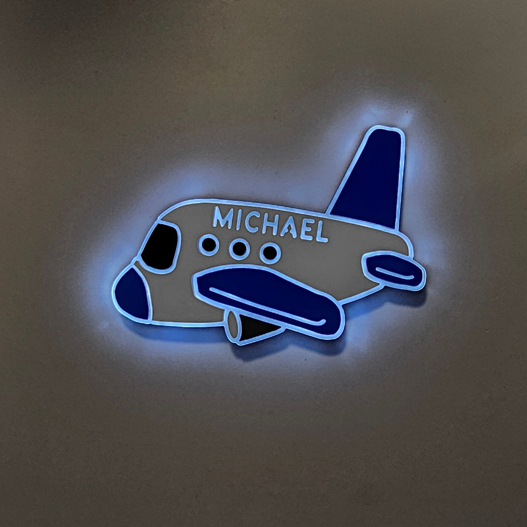 Airplane Light up Wall Sign, Neon Like, Airplane Night Light, Edge Lit ...
