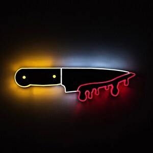 Bloody Knife Halloween Sign: Edge Lit LED Neon-like Art - Etsy