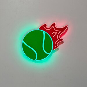 Flaming Tennis Ball Light Sign, Neon Like, Tennis Ball Lamp, Tennis ...