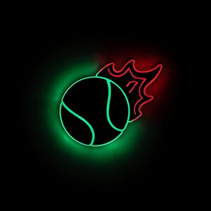 Flaming Tennis Ball Light Sign, Neon Like, Tennis Ball Lamp, Tennis ...