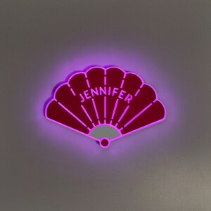 Oriental Fan Wall Sign , Neon Like, Fan Night Light, Edge Lit LED ...