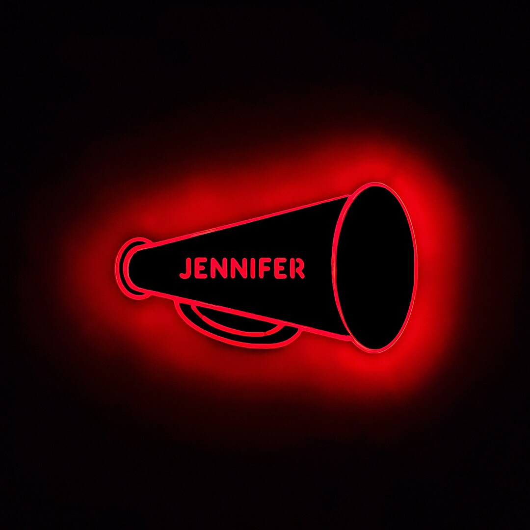Megaphone Wall Sign, Neon Like, Cheerleader Night Light, Edge Lit LED ...