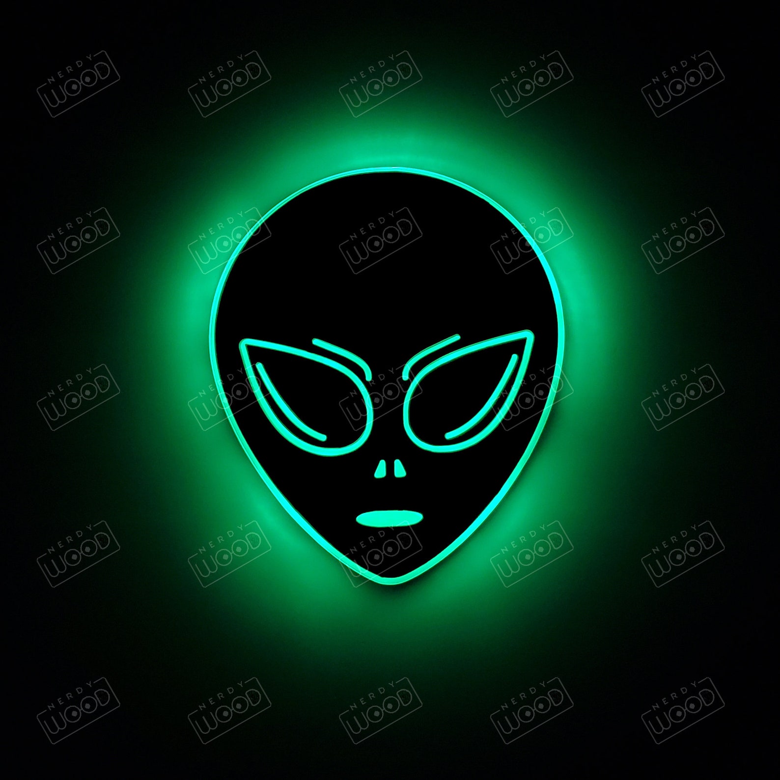 Alien Face Sign Neon Like Alien Night Light Edge Lit LED - Etsy