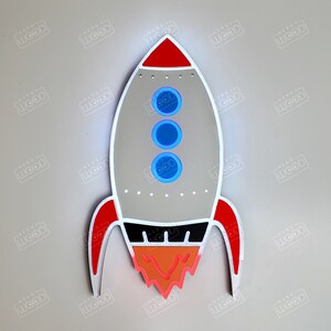 Rocket Ship Sign , Neon Like , LED , Wall Decor, Night Light, Edge Lit ...
