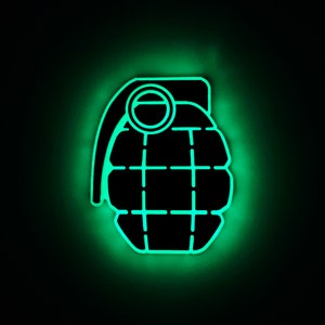 Grenade Light Sign , Neon Like , Grenade Lamp, Grenade Wall Decor ...
