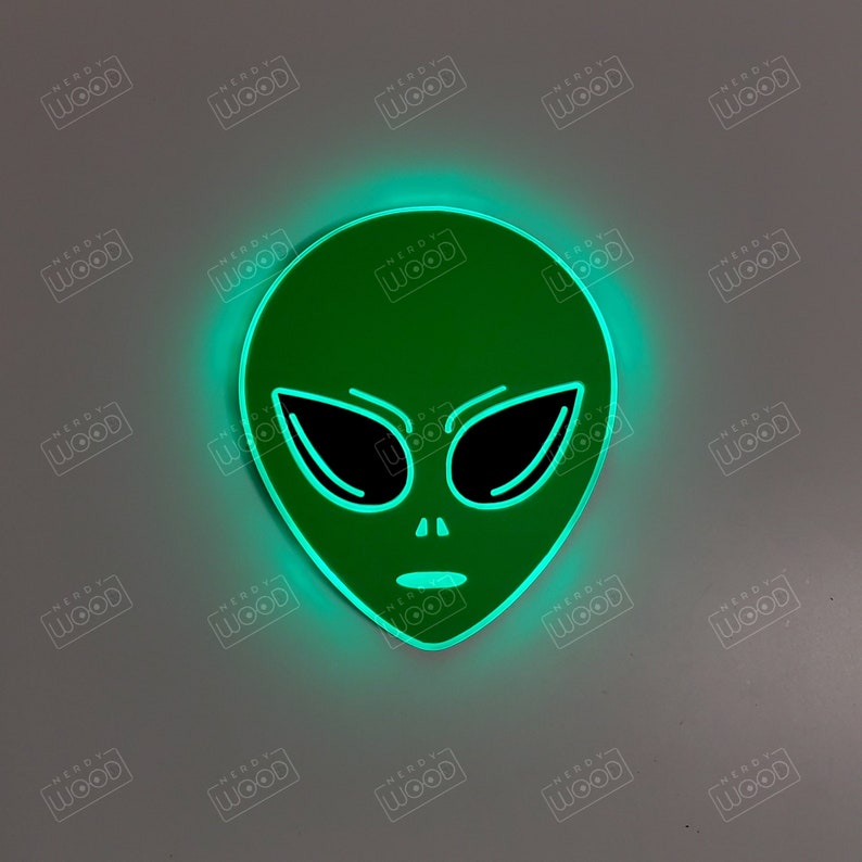 Alien Face Sign Neon Like Alien Night Light Edge Lit LED - Etsy