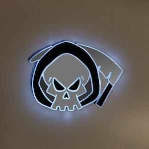 Grim Reaper Sign, Neon Like, Grim Reaper Light, Skull Wall Decor, Skull ...