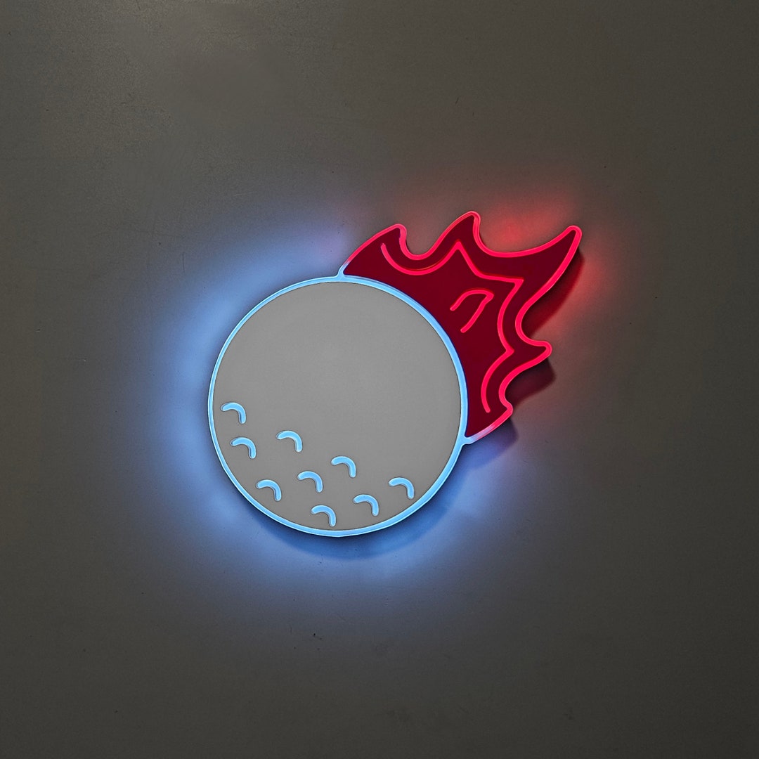 Flaming Golf Ball LED Sign: Edge Lit Wall Decor - Etsy