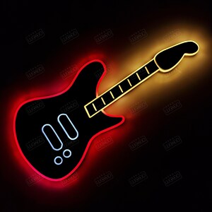 Rock Guitar Edge Lit LED Sign, Rock Guitar Neon Like, Edge Lit LED ...