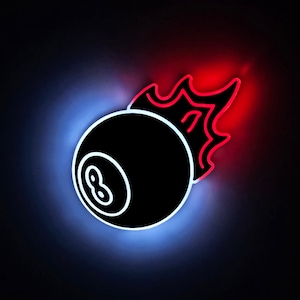 Flaming Eight Ball Light Sign , Neon Like , 8 Ball Lamp, Eight Ball ...