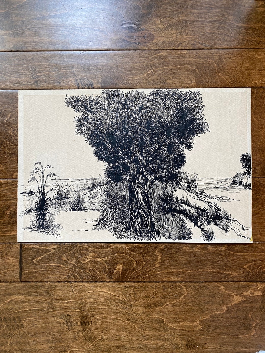 Vintage India Ink Drawing - Etsy