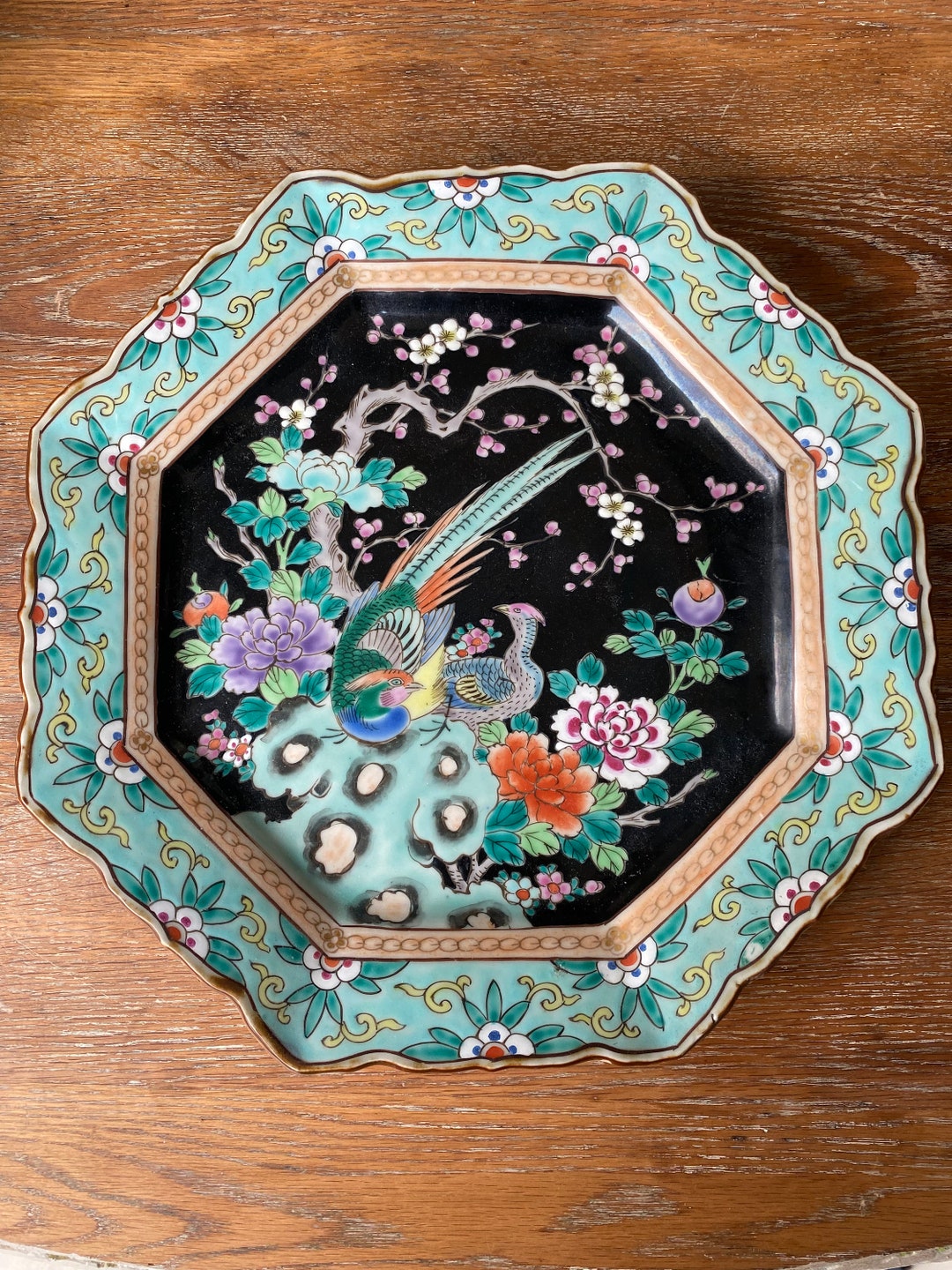 Vintage Octagon Asian Platter - Etsy