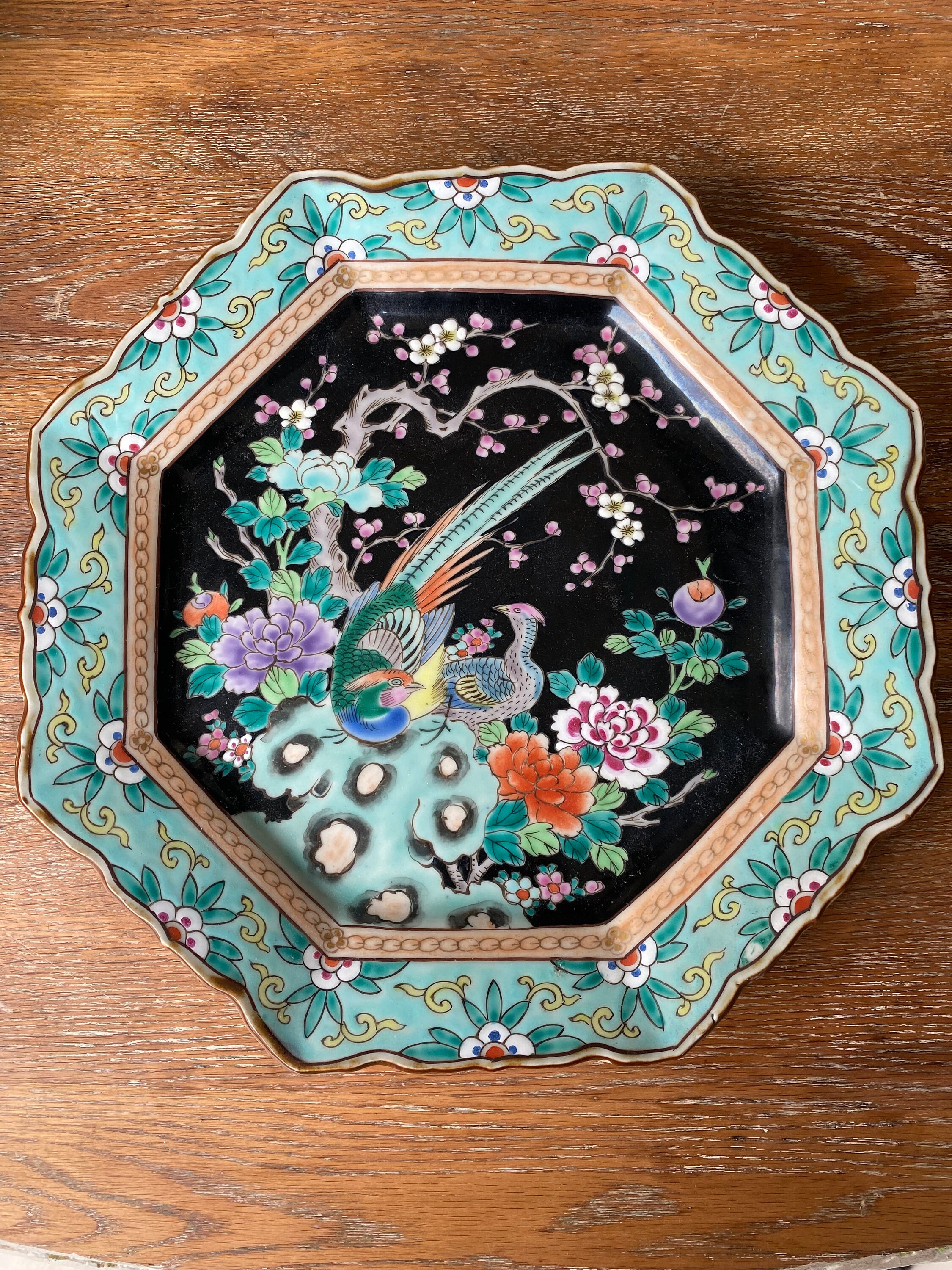 Vintage Octagon Asian Platter - Etsy