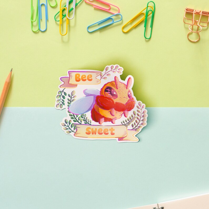 Cute Bee Sticker Bee Vinyl Sticker Illustrated Bee Art | Etsy