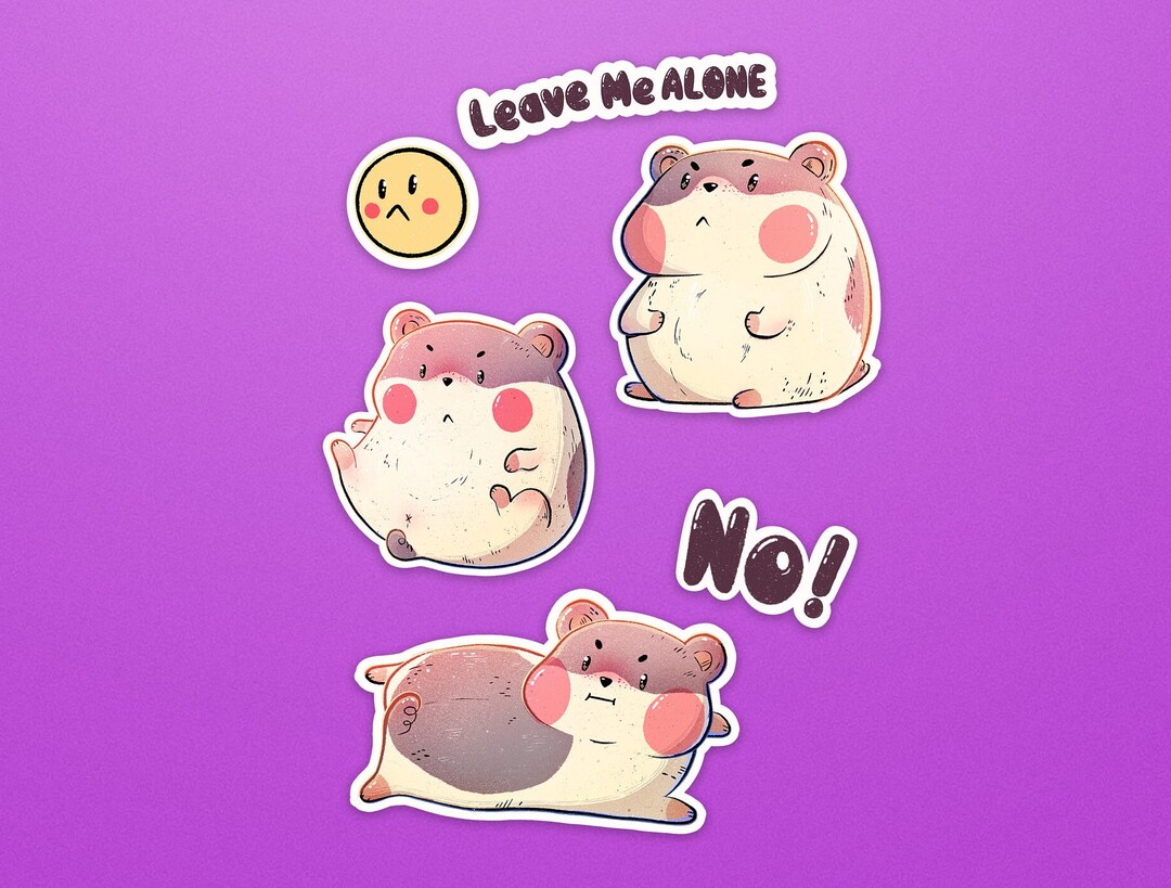 Cute Hamster Sticker | Stickerset | Grumpy Stickers | Laptop Sticker ...