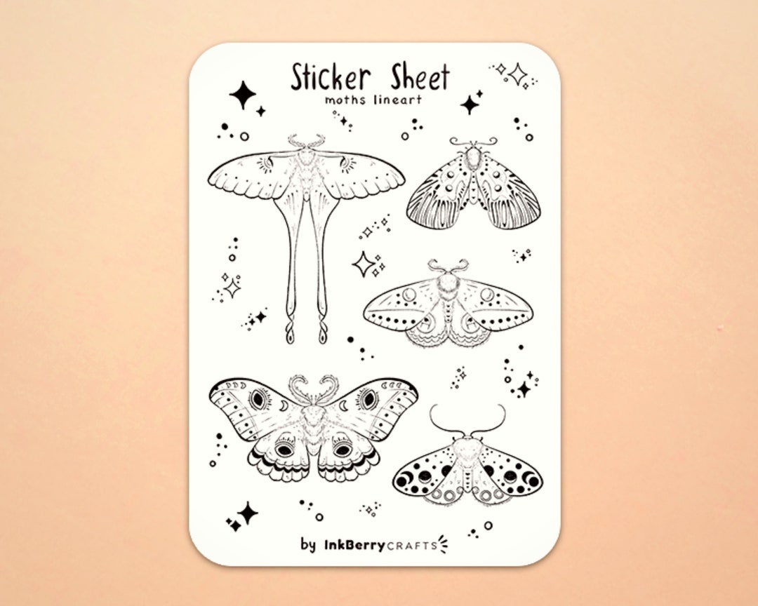 Sticker Sheet Moth Stickers, Moth Planner Stickers, Moon Moth, Goth ...