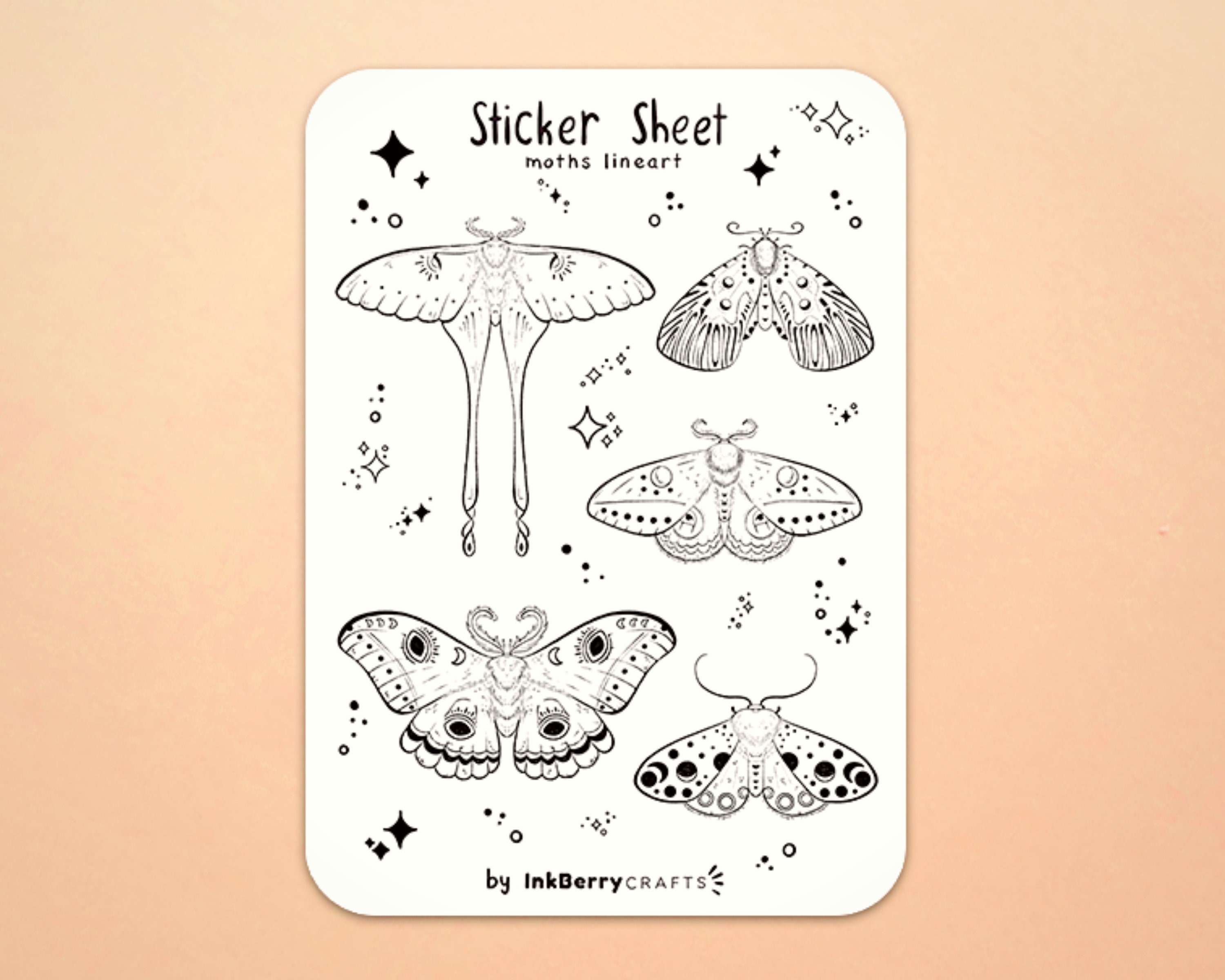 Sticker Sheet Moth Stickers Moth Planner Stickers Moon - Etsy