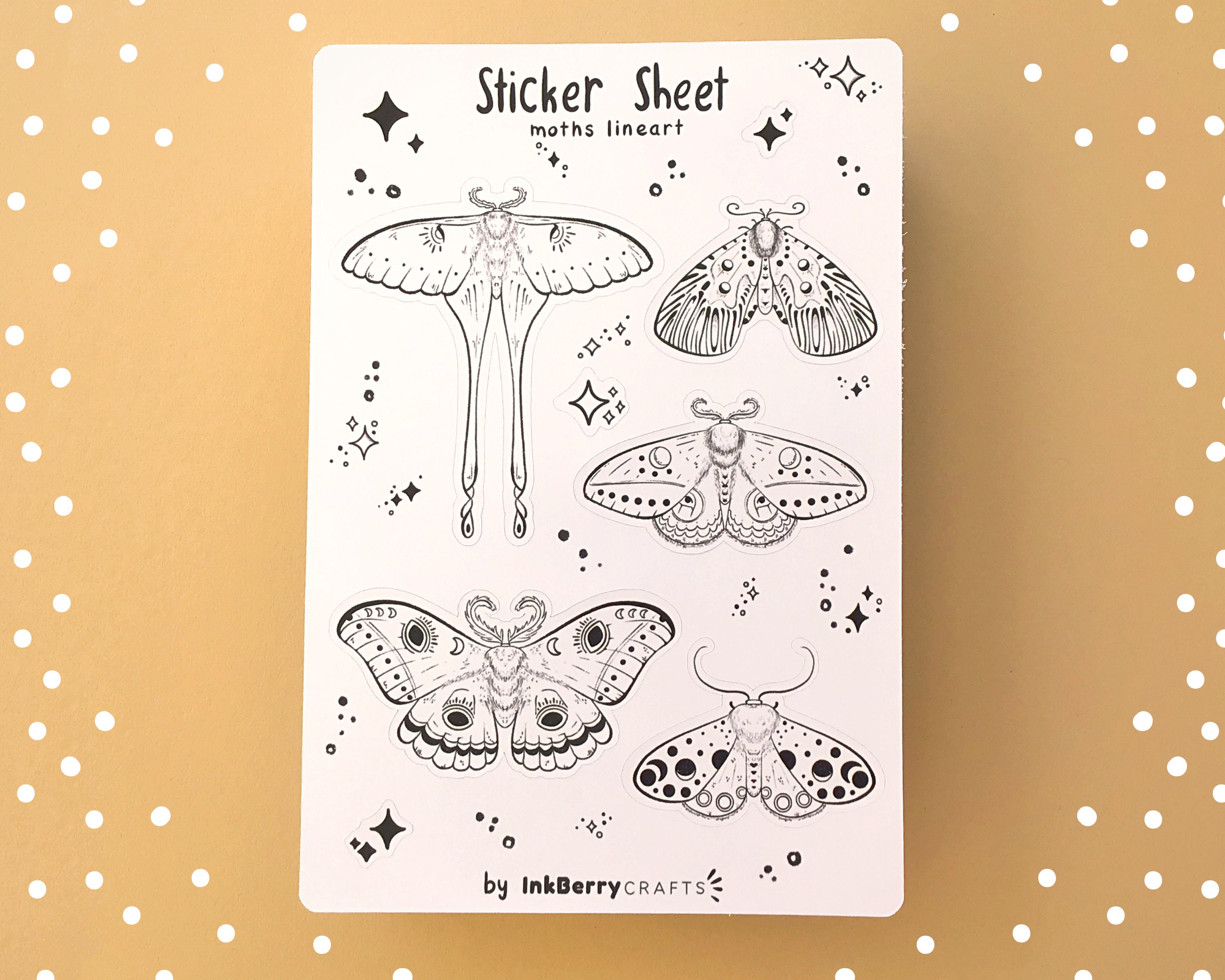 Sticker Sheet Moth Stickers Moth Planner Stickers Moon - Etsy