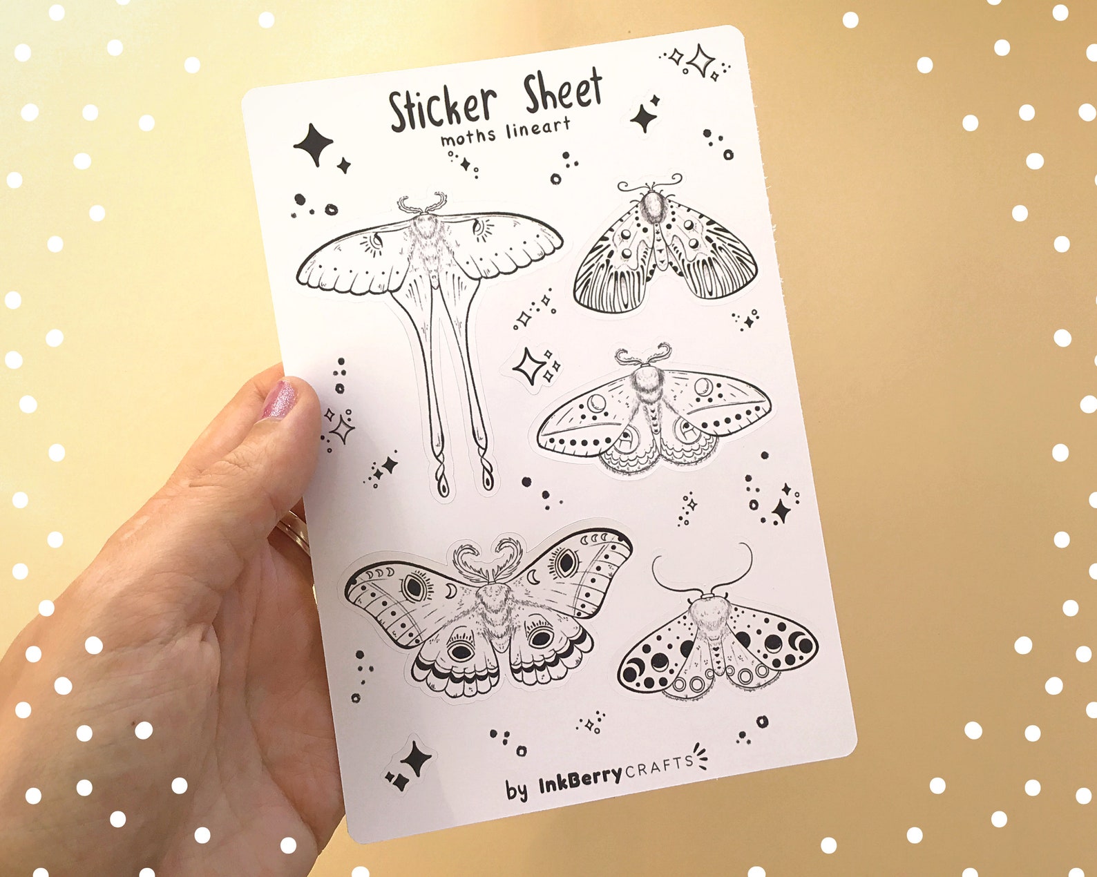 Sticker Sheet Moth Stickers Moth Planner Stickers Moon - Etsy