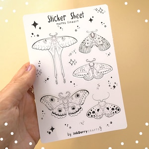 Sticker Sheet | Moth Stickers, Moth Planner Stickers, Moon Moth, Goth ...