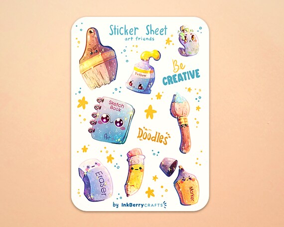 Sticker Sheet Art Supplies Sticker Sheet Glossy Sticker - Etsy