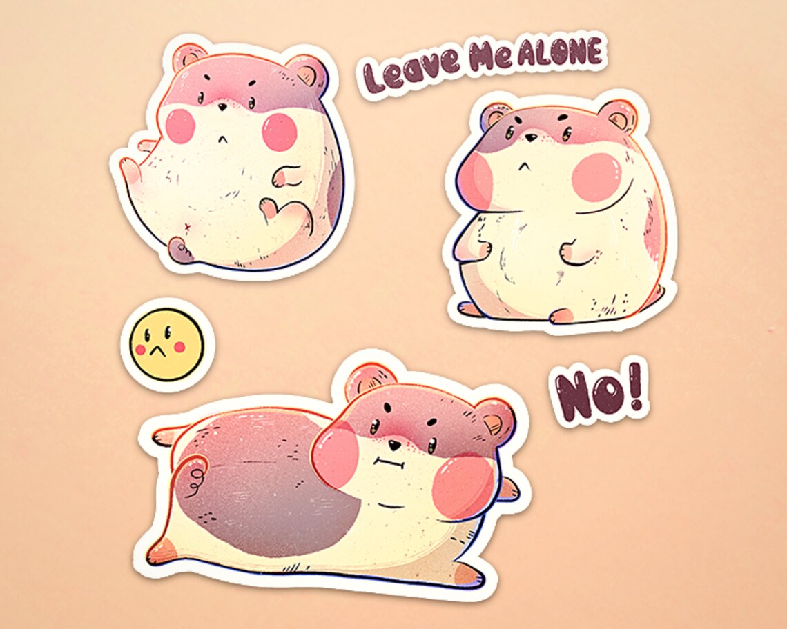 Cute Hamster Sticker Grumpy Stickers Laptop Sticker Pack 3 - Etsy
