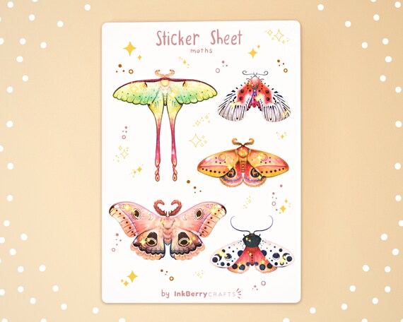 Sticker Sheet Moth Stickers Moth Planner Stickers Moon | Etsy