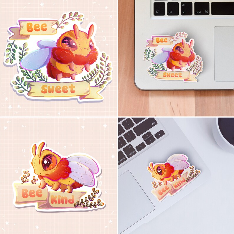 Cute Bee Sticker Bee Vinyl Sticker Illustrated Bee Art | Etsy