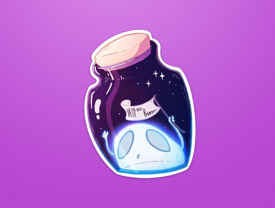 Ghost Sticker | Cute Ghost Sticker | Ghost Illustration | Laptop ...