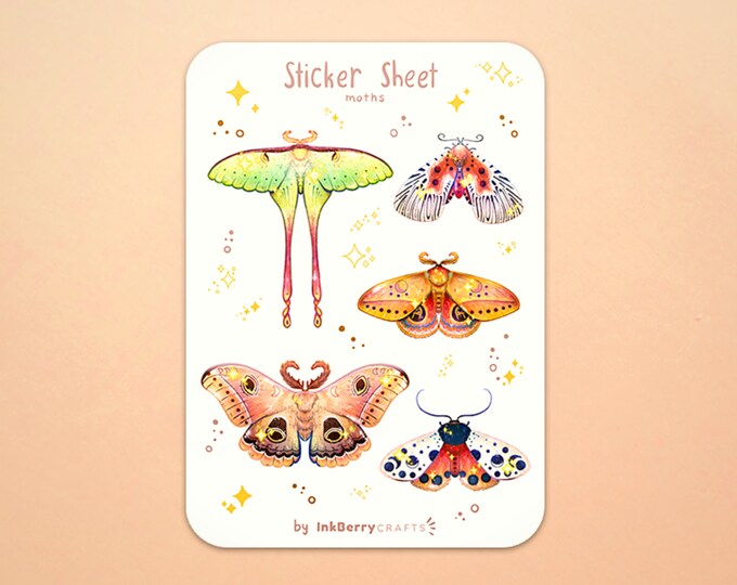 Sticker Sheet Moth Stickers Moth Planner Stickers Moon - Etsy
