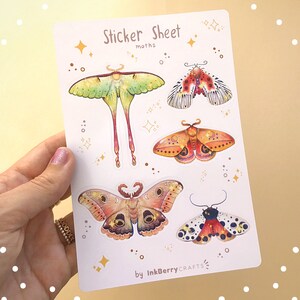 Sticker Sheet | Moth Stickers, Moth Planner Stickers, Moon Moth, Goth ...